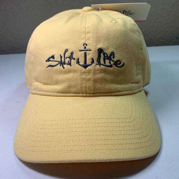 Salt Life | Accessories | Nwt Salt Life Cap Yellow Wnavy Embroidered ...